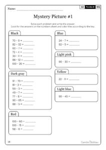 Thanksgiving Math Mystery Pictures Grade 2: Additions Subtractions ...