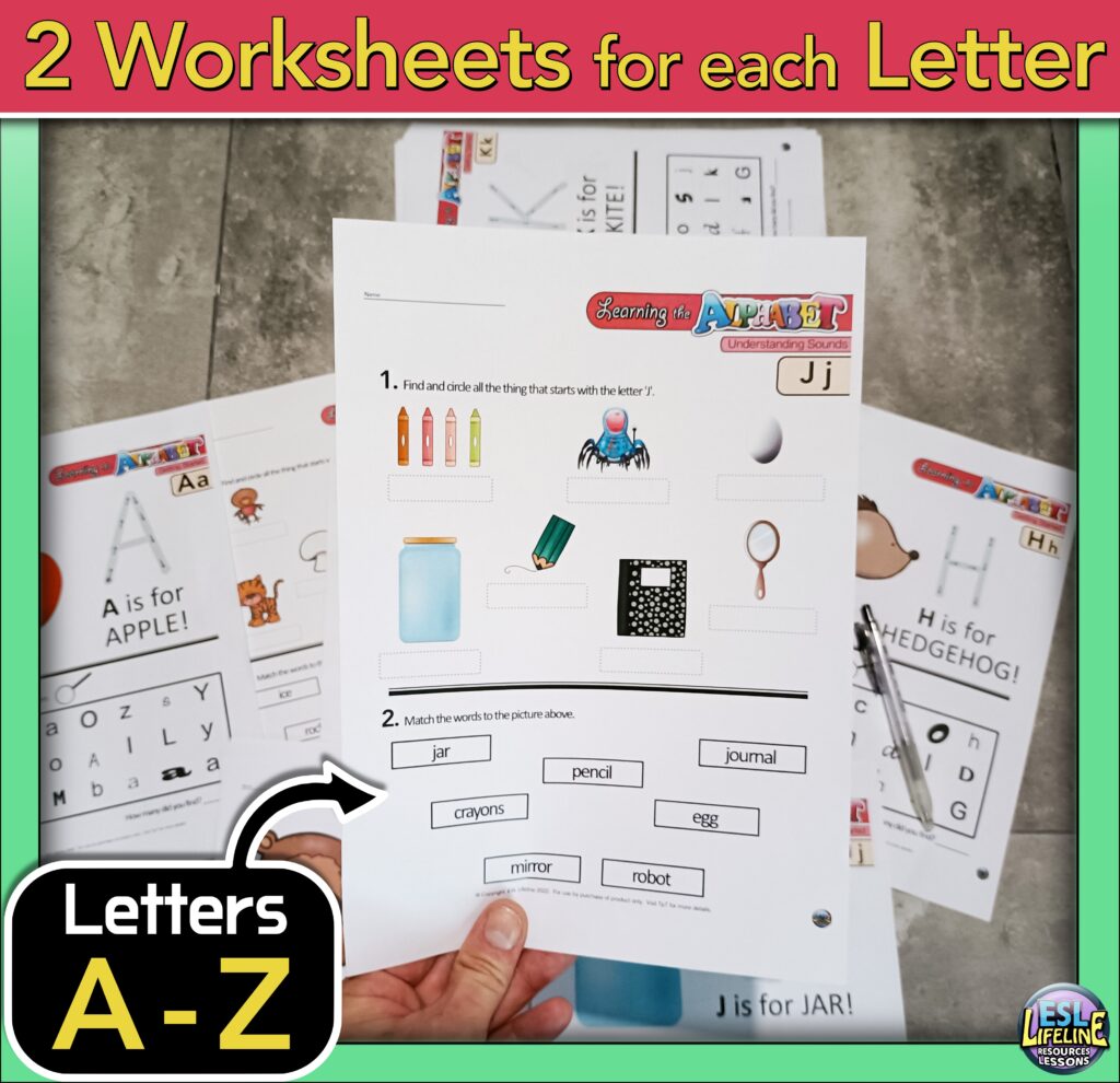 Identify & Recognize Sounds - Alphabet Worksheets for New ELL/ESL Young ...