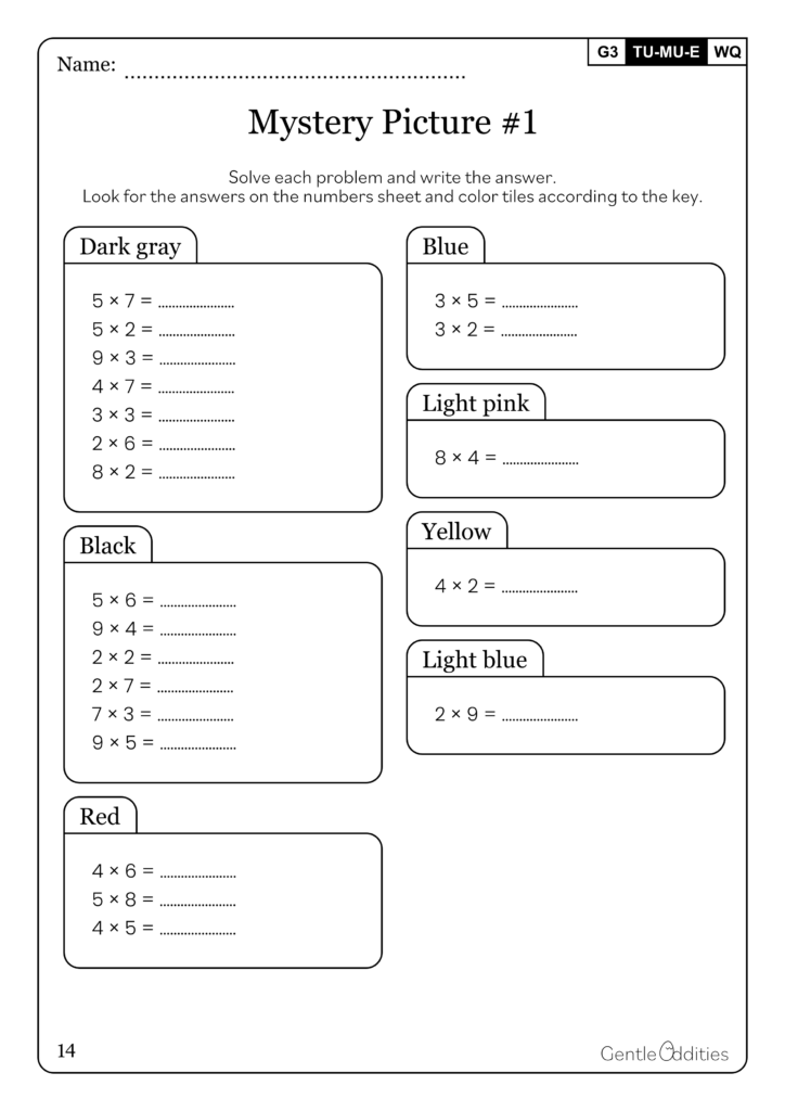 Thanksgiving Math Mystery Pictures Grade 3: Addition Subtraction ...