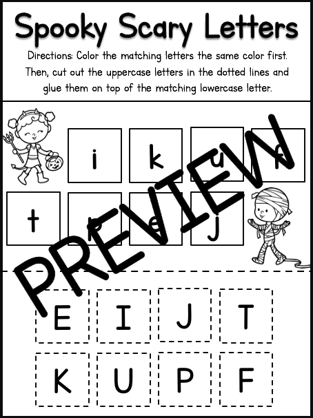 NO PREP Alphabet Cut, Glue, and Match Alphabet Halloween Center ...