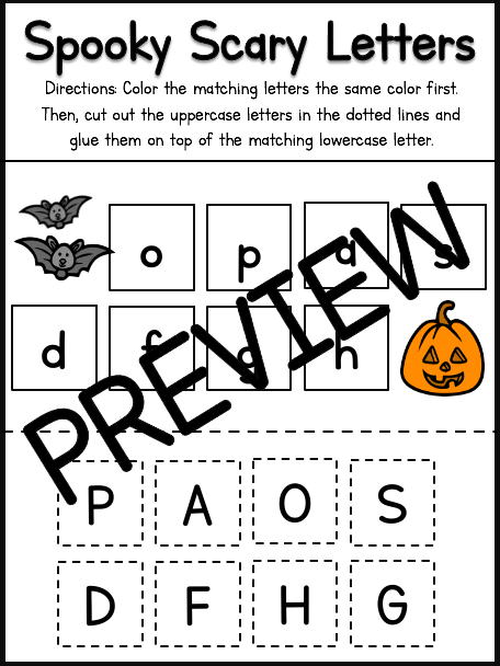 NO PREP Alphabet Cut, Glue, and Match Alphabet Halloween Center ...