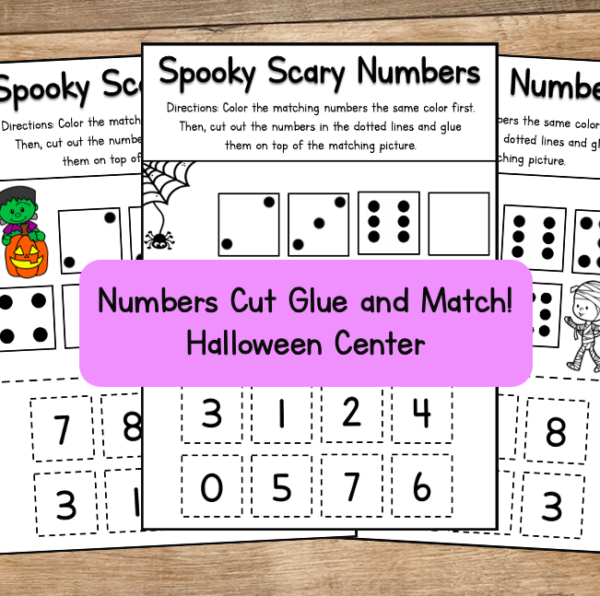 NO PREP Cut, Glue, and Match Numbers Halloween Center Kindergarten VPK ...