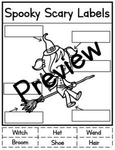 NO PREP Halloween Labeling Center Printable Worksheet - Kindergarten ...