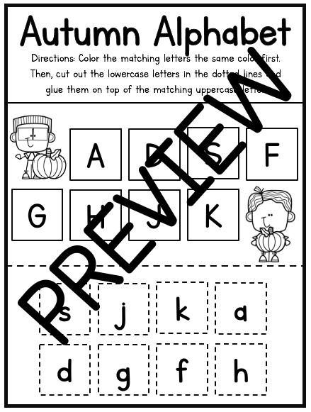 November Alphabet Cut, Glue, and Match! Kindergarten + VPK Literacy ...