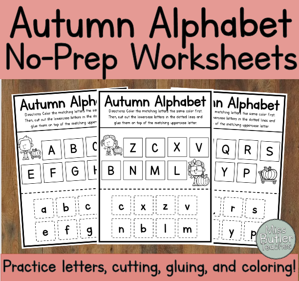 November Alphabet Cut, Glue, and Match! Kindergarten + VPK Literacy ...
