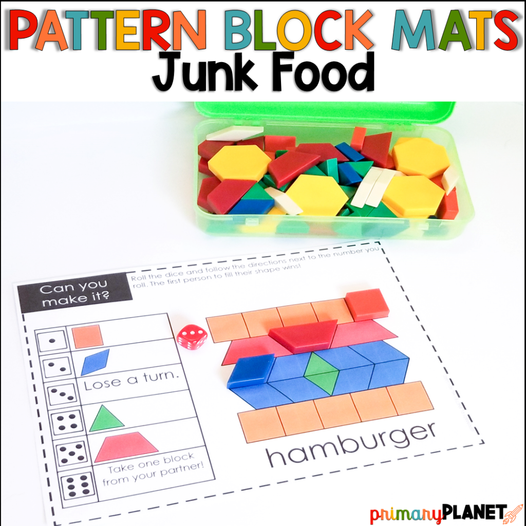 Math Games with Pattern Blocks - Junk Food Pattern Block Mats | Made By ...
