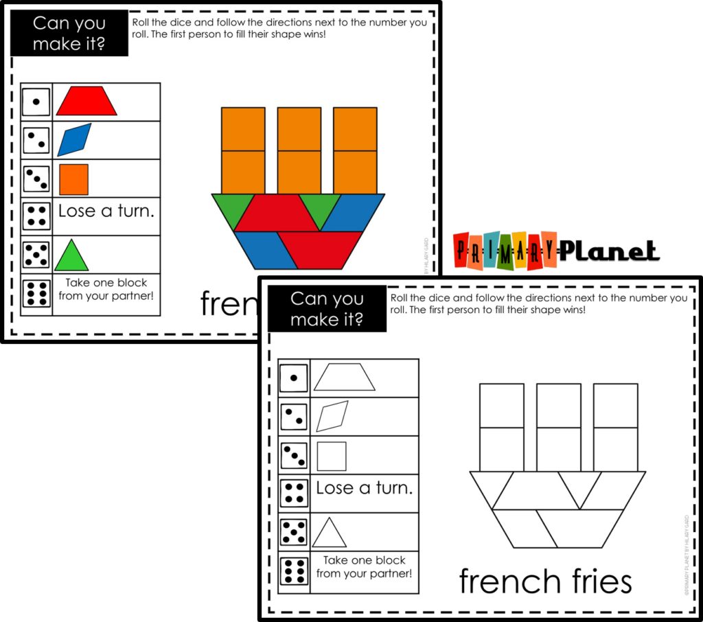 Math Games with Pattern Blocks - Junk Food Pattern Block Mats | Made By ...