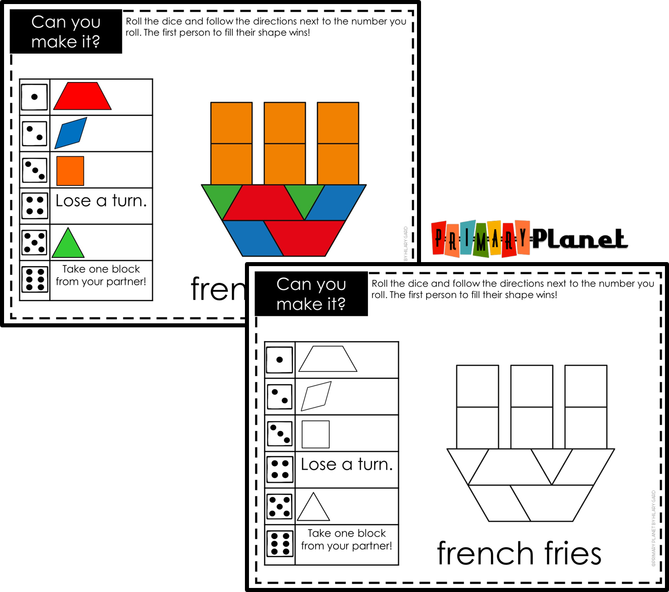 Math Games with Pattern Blocks - Junk Food Pattern Block Mats | Made By ...