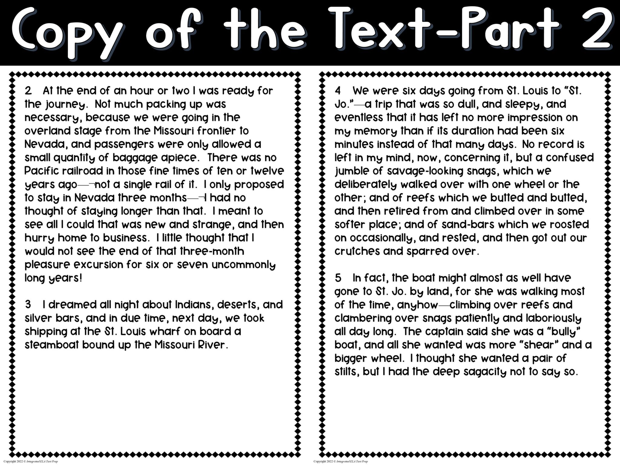 Reading Test Prep PRACTICE TEST Standardized Test Practice Mark Twain ...