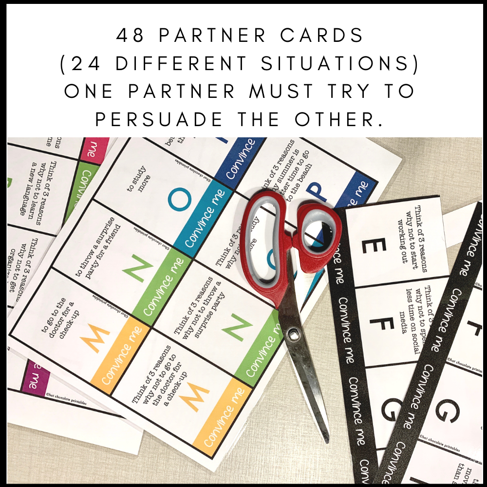 Convince Me - ESL Persuasive Speaking Conversation Card Activity | Made ...