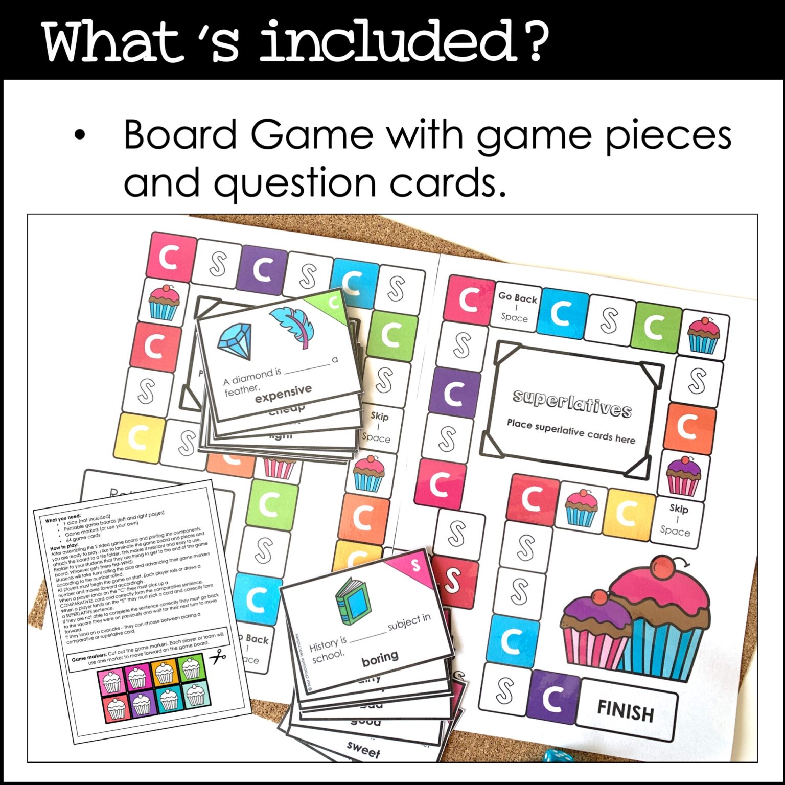 Adjectives : Comparative & Superlative Sentence Board Game | Made By ...