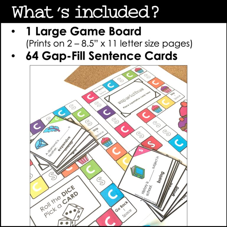 Adjectives : Comparative & Superlative Sentence Board Game | Made By ...