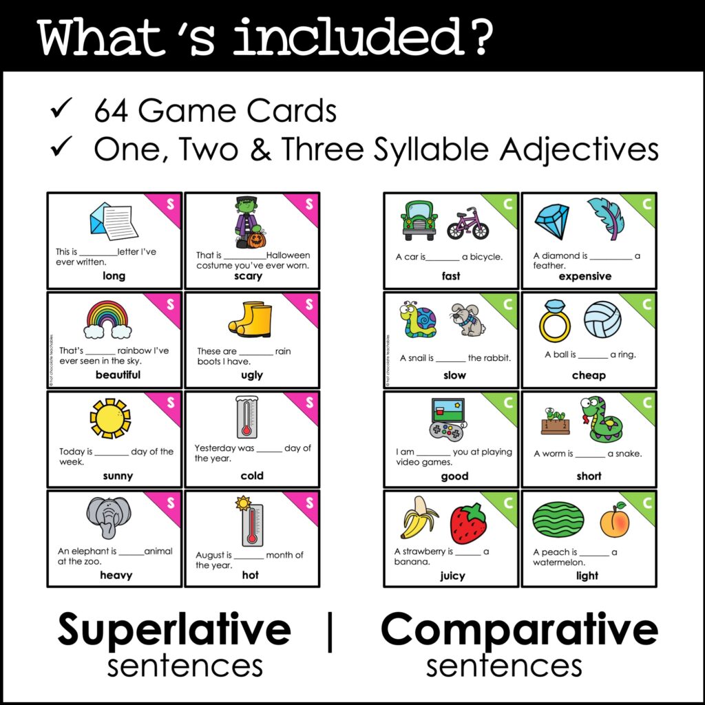 Adjectives : Comparative & Superlative Sentence Board Game | Made By ...