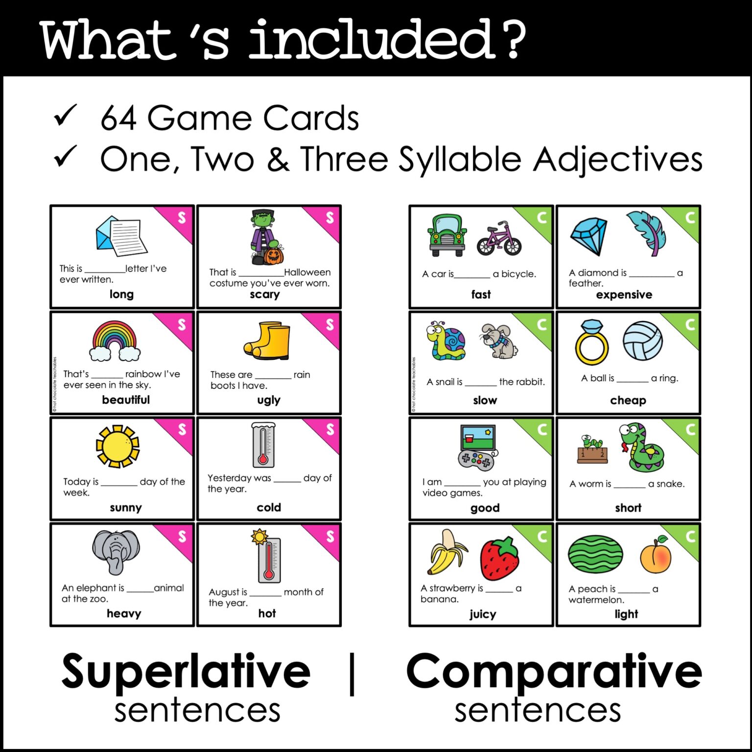 Adjectives : Comparative & Superlative Sentence Board Game - Made By ...