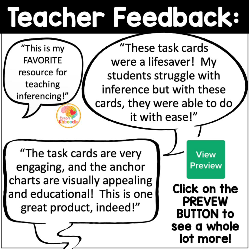 Making Inferences Task Cards and Anchor Charts Activities | Made By ...