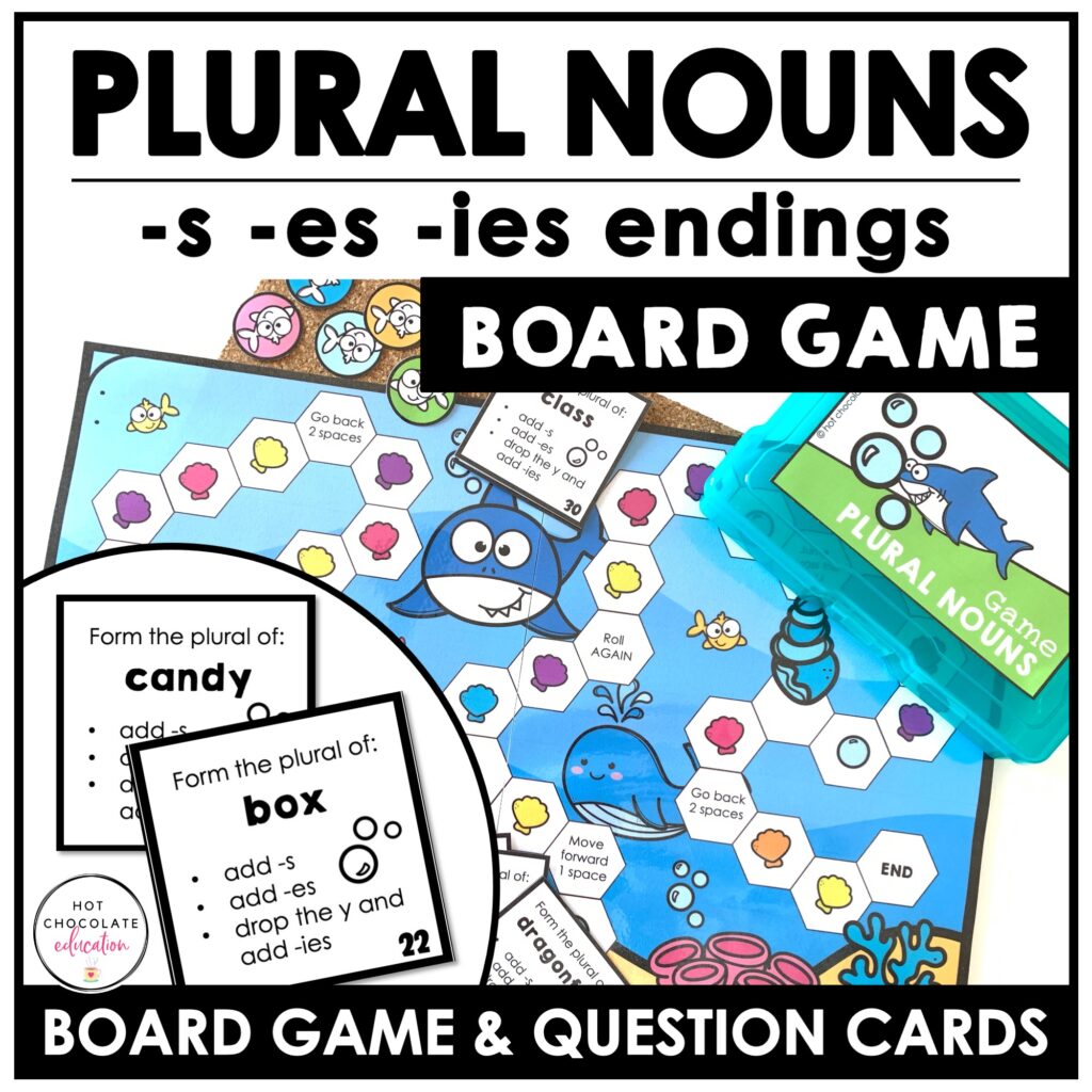 Plural Noun Spelling Rules - Board Game for Regular Endings s-es -ies ...