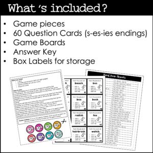 Plural Noun Spelling Rules - Board Game for Regular Endings s- -es -ies ...