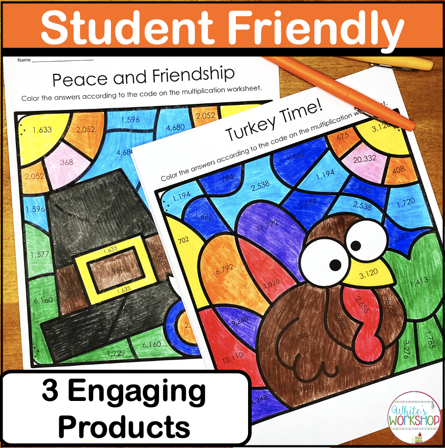 Thanksgiving Multiplication and Color by Code Activities | Made By Teachers