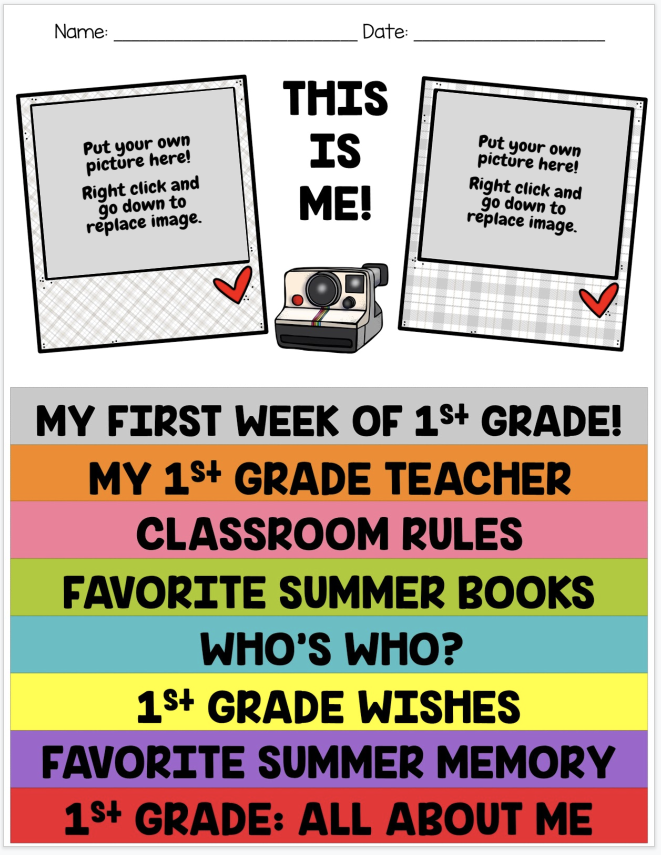 Back to School Activities for 1st Grade: First Week of School | Made By ...