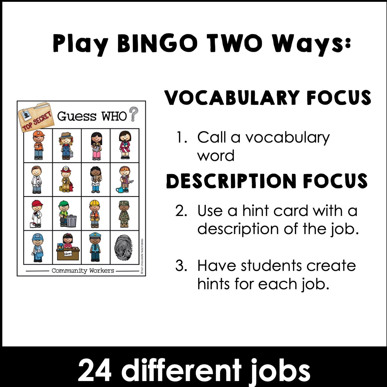 Community Helpers Guess Who Bingo Game | Jobs & Careers Vocabulary Game ...