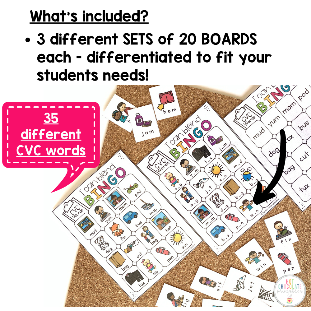 CVC WORD FLUENCY Bingo Game: Short A - E - I - O - U | Print & Digital ...