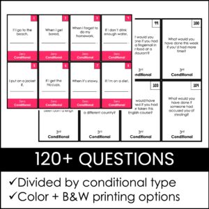 ESL - Conditionals Conversation Cards for Speaking (Zero, 1st, 2nd, 3rd ...