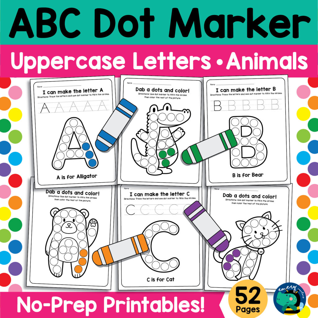 Alphabet Animals Dot Markers Worksheets | A-Z Do a Dot Printables ...