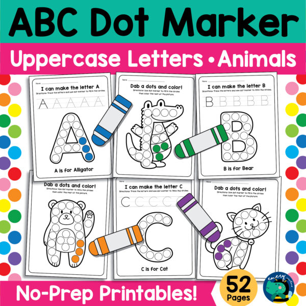 Alphabet Animals Dot Markers Worksheets | A-Z Do a Dot Printables ...