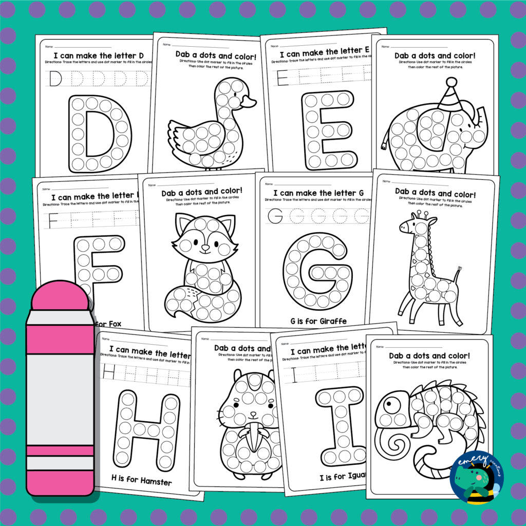 Alphabet Animals Dot Markers Worksheets | A-Z Do a Dot Printables ...