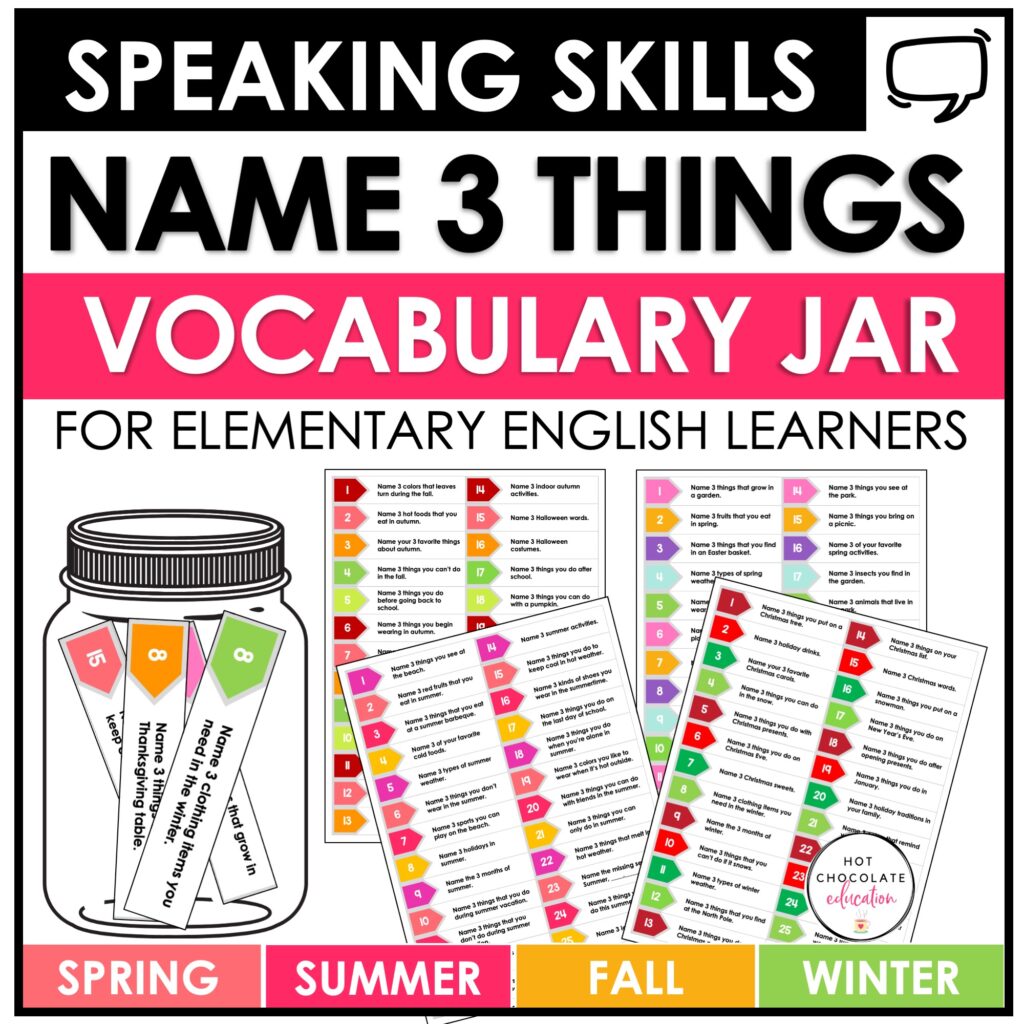 Name 3 Things : Speaking & Vocabulary Activity for Spring Summer Fall ...