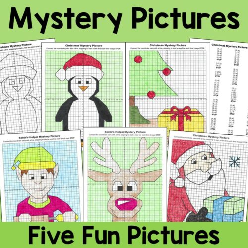 Christmas Mystery Graphing Picture Activities in Four Quadrants BUNDLE ...
