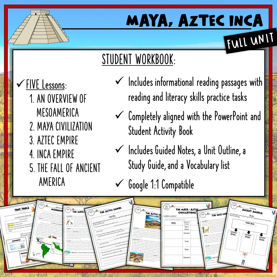 Mesoamerica Unit: Maya, Aztec, Inca- Readings, Lapbook, PowerPoint ...