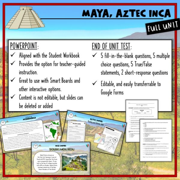 Mesoamerica Unit: Maya, Aztec, Inca- Readings, Lapbook, PowerPoint ...
