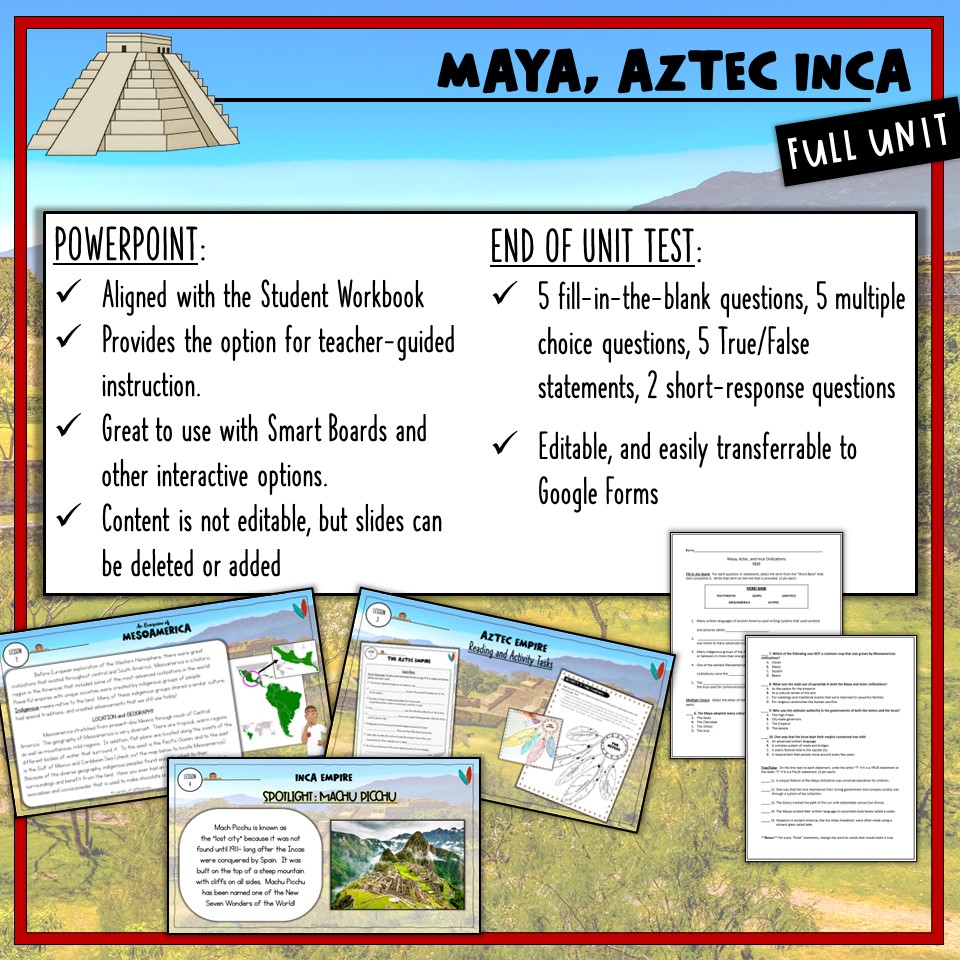 Mesoamerica Unit: Maya, Aztec, Inca- Readings, Lapbook, PowerPoint ...