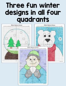 Winter Coordinate Plane Graphing Pictures in Four Quadrants - Made By ...