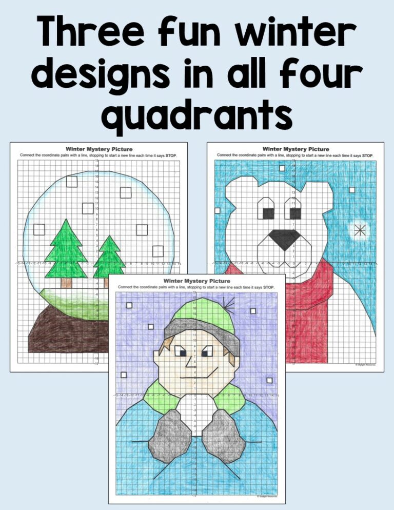 Winter Coordinate Plane Graphing Pictures in Four Quadrants - Made By ...
