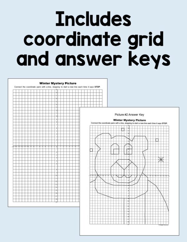 Winter Coordinate Plane Graphing Pictures in Four Quadrants | Made By ...