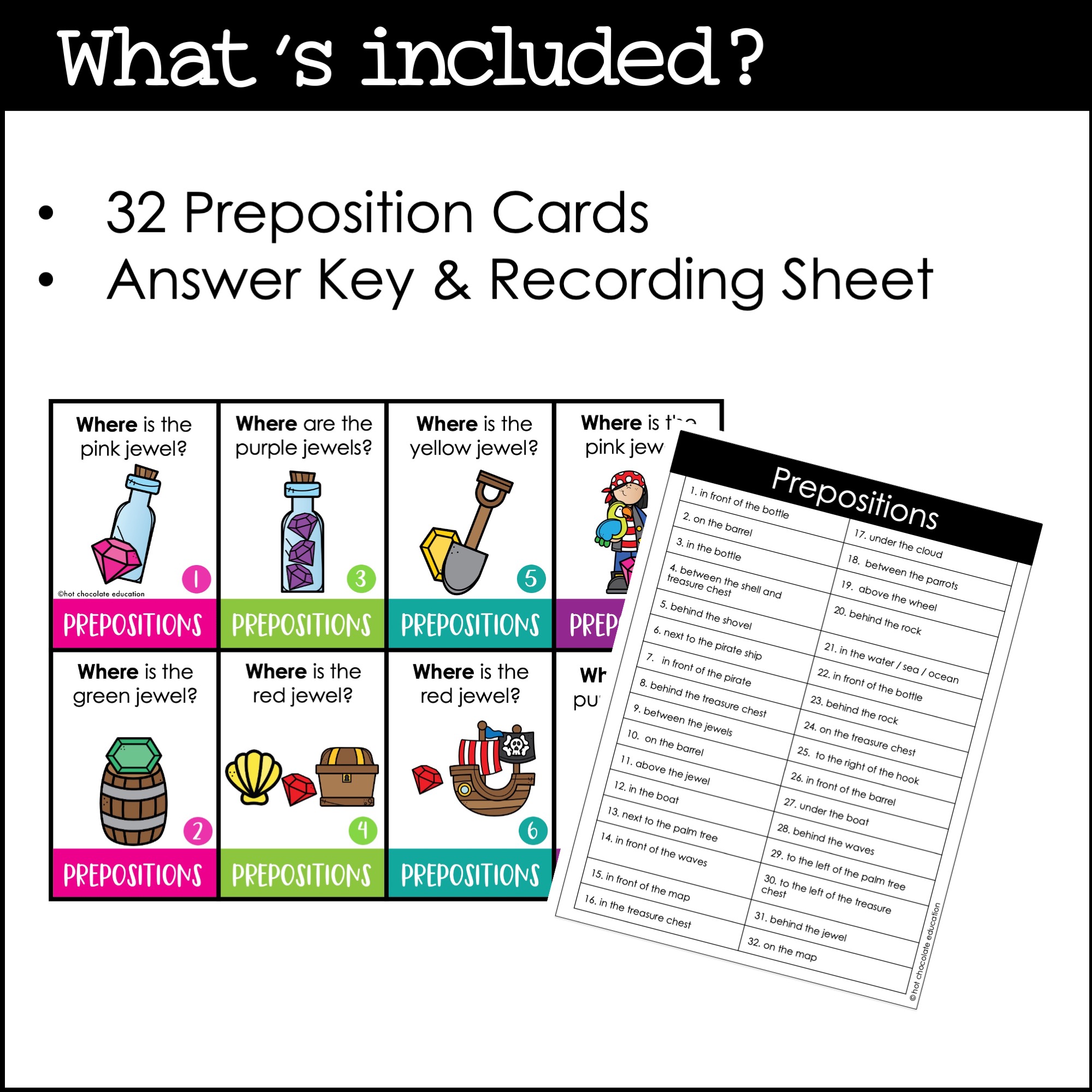 ESL Prepositions of Place Task Card Activity - Pirate Themed | Made By ...