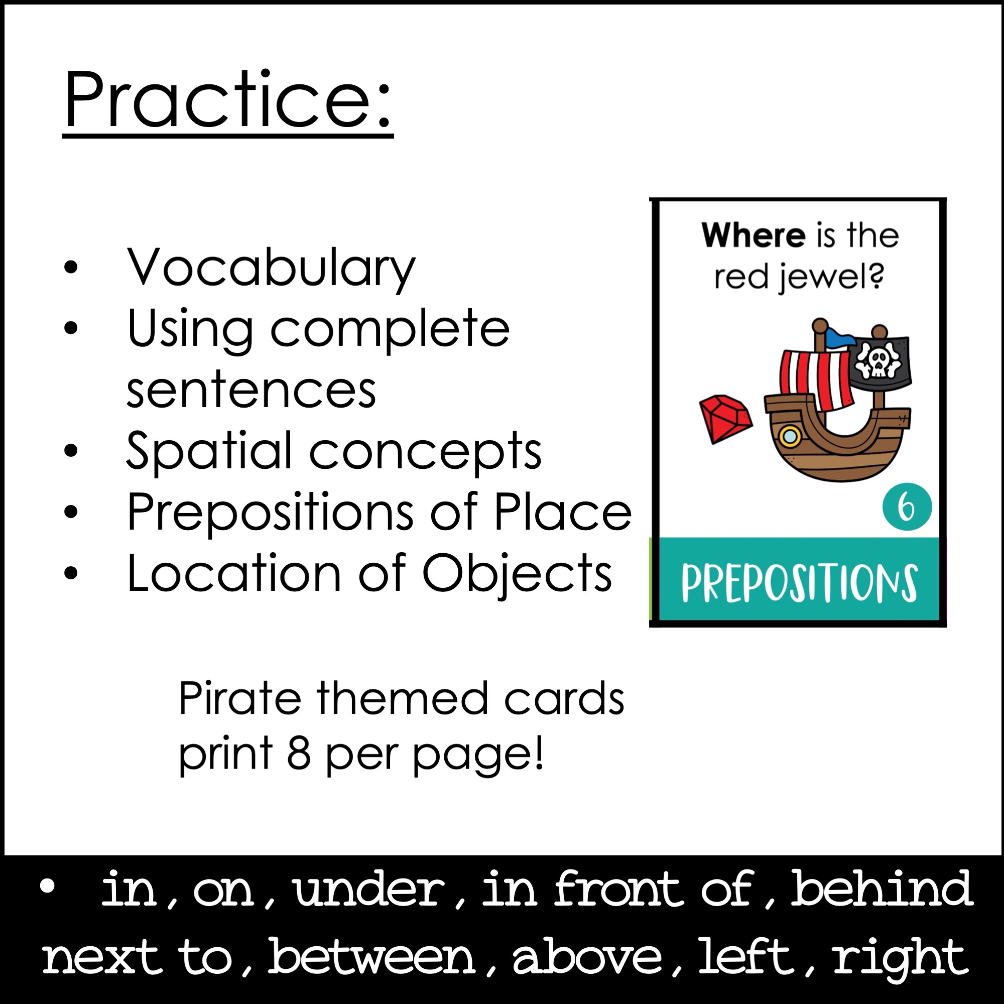 ESL Prepositions of Place Task Card Activity - Pirate Themed | Made By ...