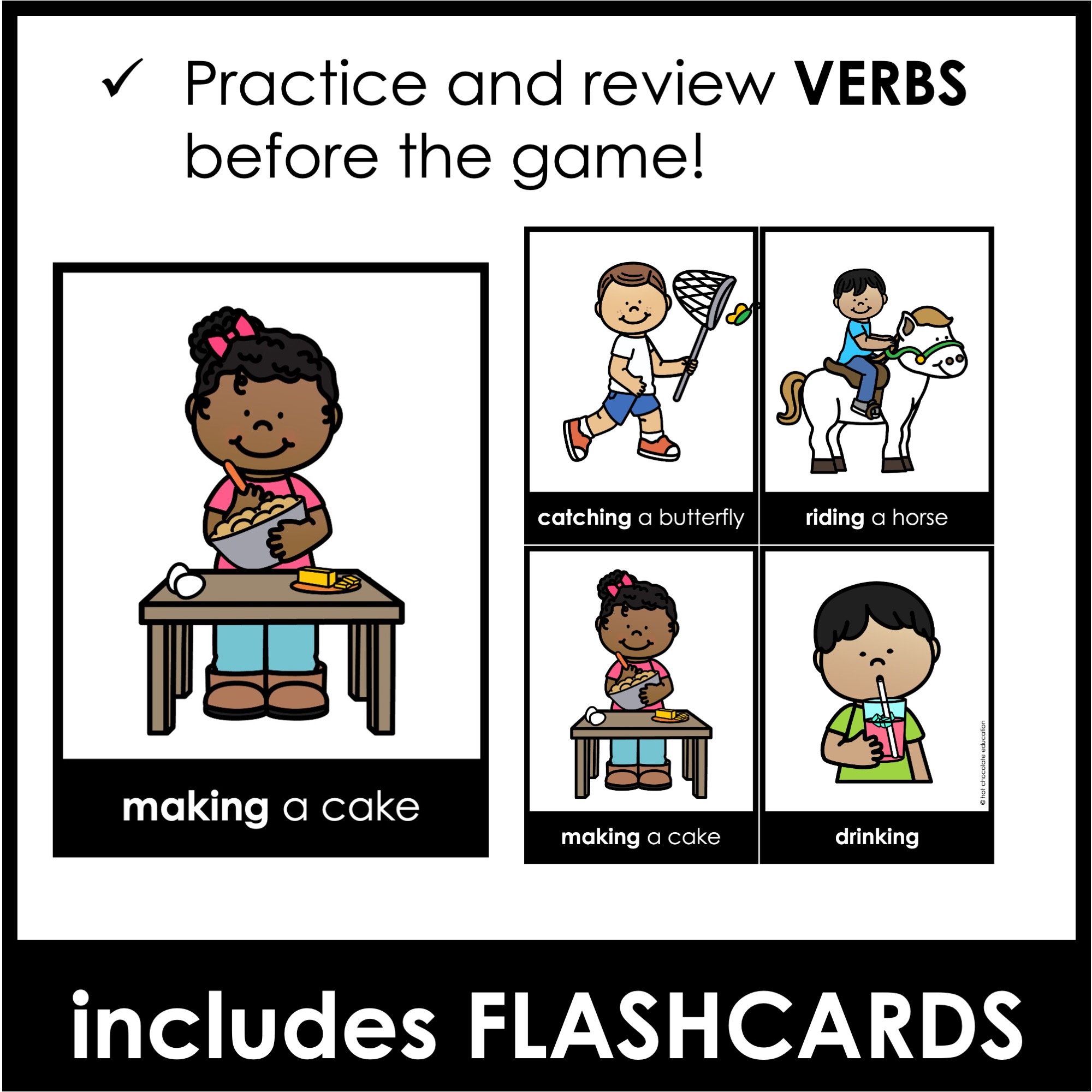 Action Verbs Bingo Game Classroom Present Tense Verb Activity Action Verbs Bingo Game Classroom Present Tense Verb Activity