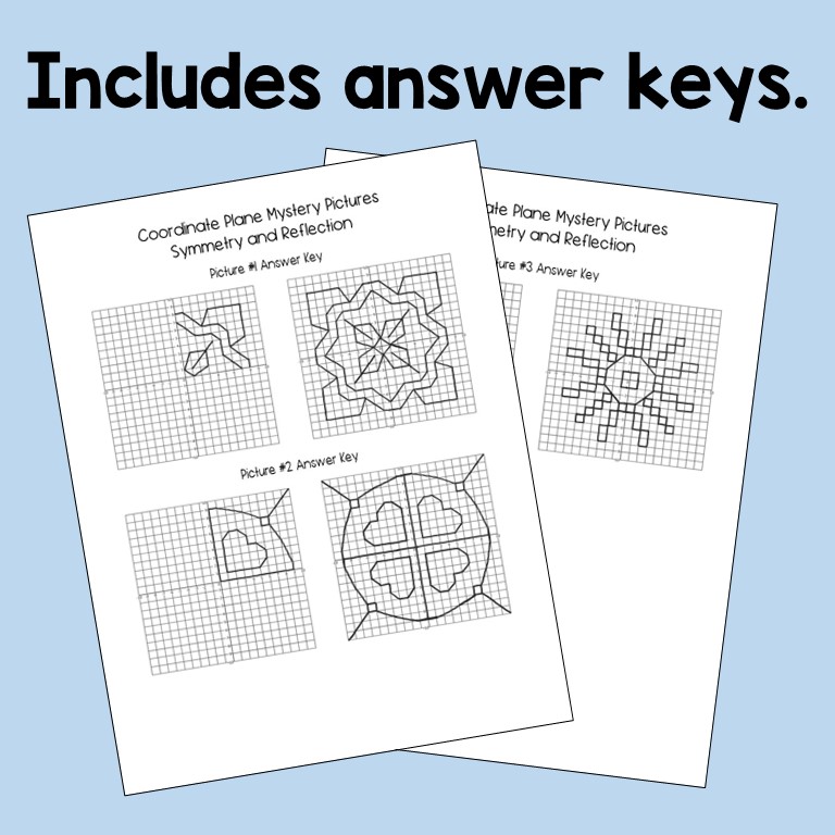 Coordinate Plane Symmetry and Reflection Mystery Graphing Pictures ...