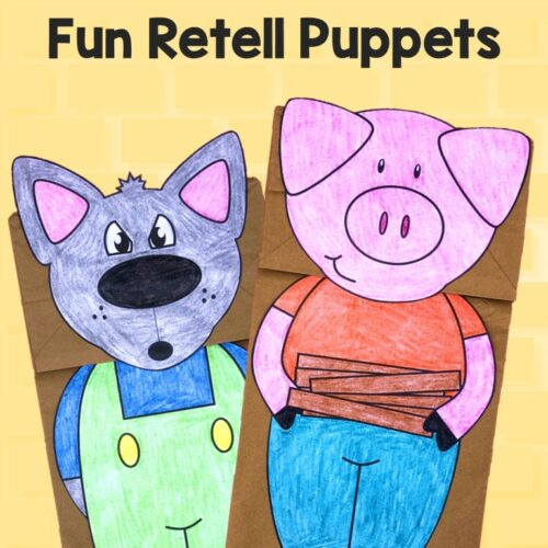 The Three Little Pigs | Paper Bag Puppets | Story Retell Craft Activity ...
