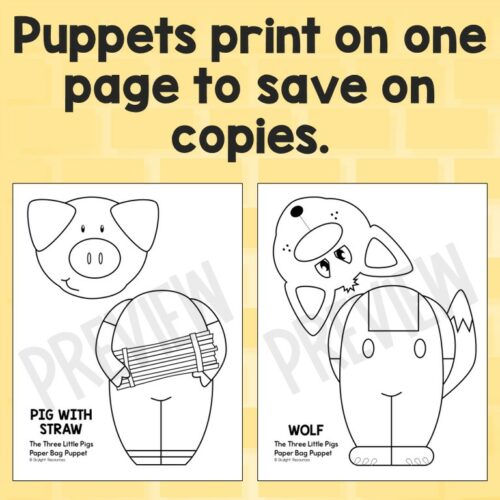 The Three Little Pigs | Paper Bag Puppets | Story Retell Craft Activity ...