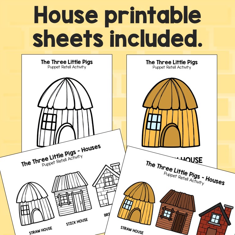 The Three Little Pigs | Paper Bag Puppets | Story Retell Craft Activity ...