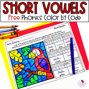 Short Vowel Secret Code Color by Code FREE Product | Made By Teachers
