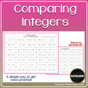 Compare Integers Worksheet-Drill | Made By Teachers