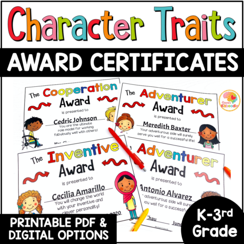 Character Traits Awards Certificates for Kinder-3rd Grade | Made By ...