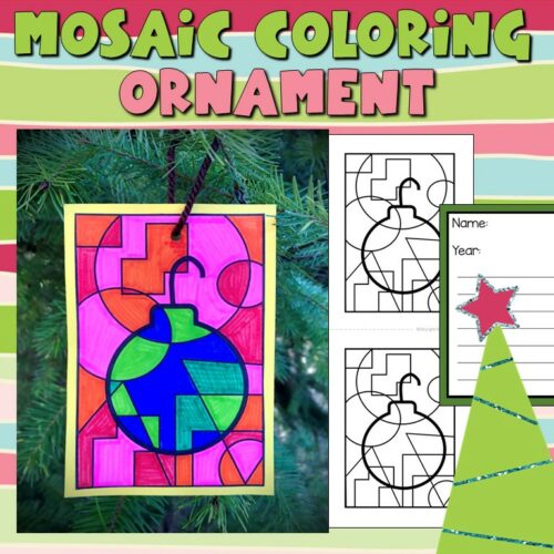 Holiday Christmas Ornament | Mosaic Coloring Craft Activity | Made By ...