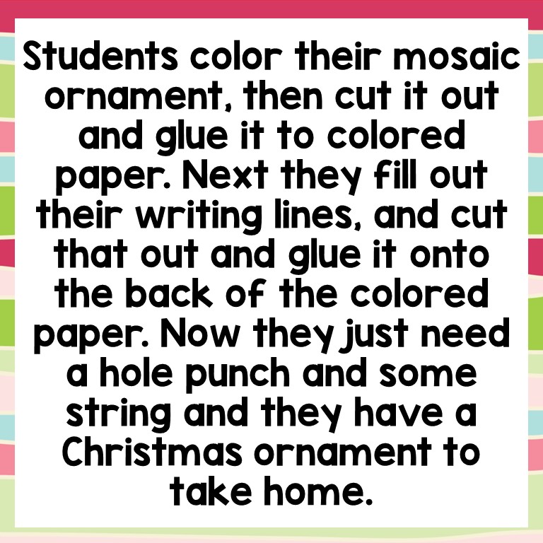Holiday Christmas Ornament | Mosaic Coloring Craft Activity | Made By ...