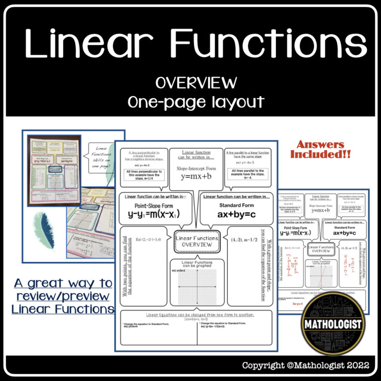 Linear Functions Notes for Preview or Review | Made By Teachers